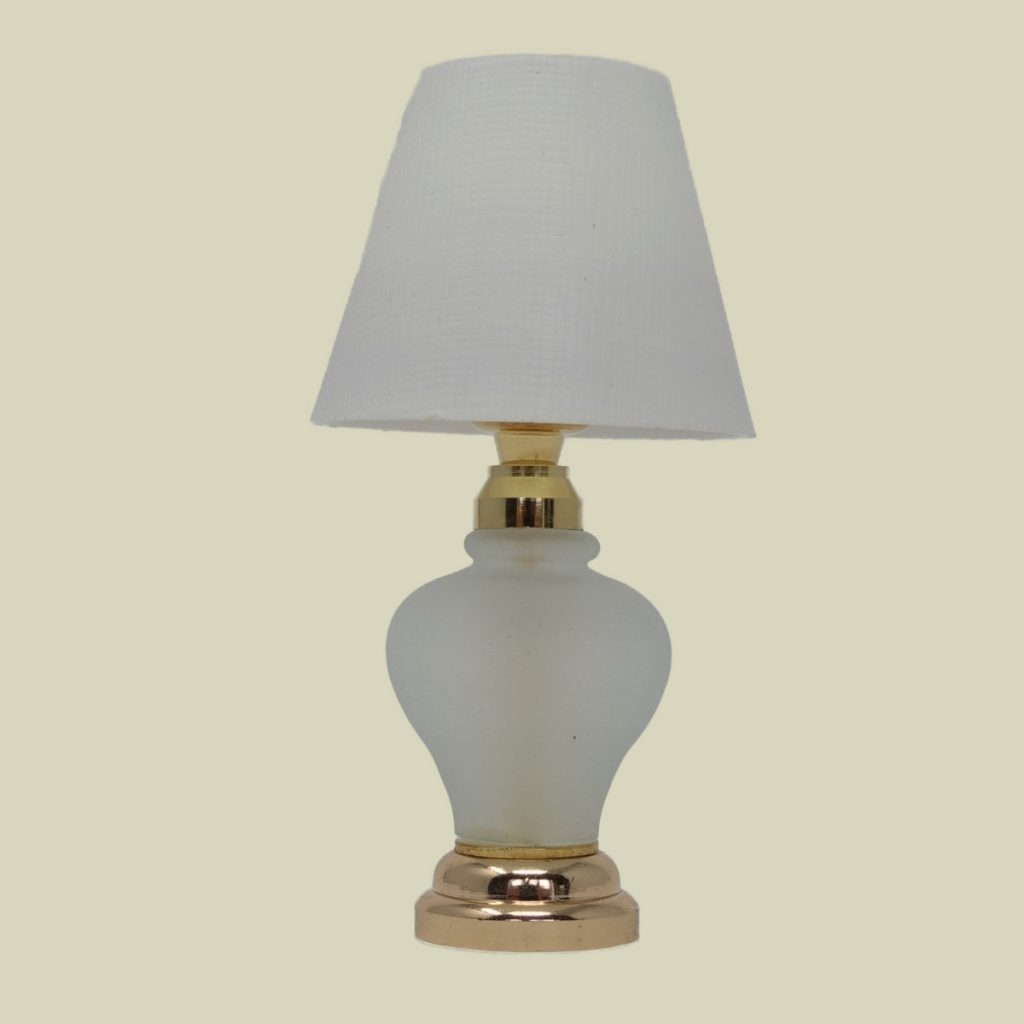 Frosted Glass Led Table Lamp With White Shade Micro Miniatures